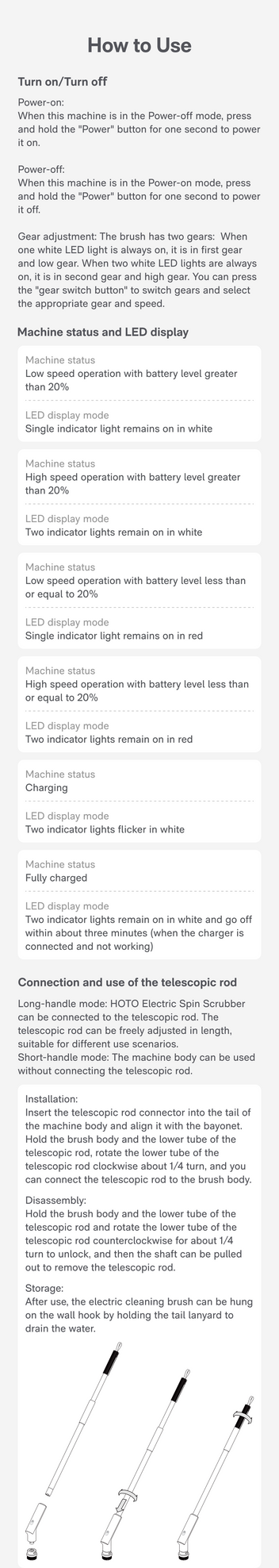 User Manual: HOTO Electric Spin Scrubber