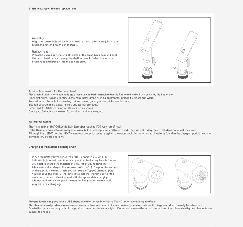 User Manual: HOTO Electric Spin Scrubber