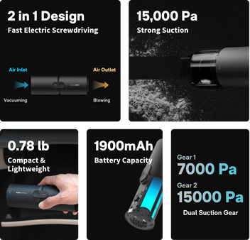 HOTO Cordless Electric Air Duster & Vacuum