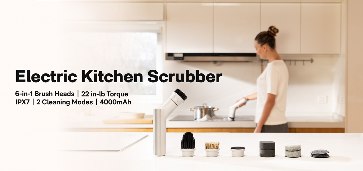 HOTO Electric Kitchen Spin Scrubber | Cordless Waterproof Cleaning Tool