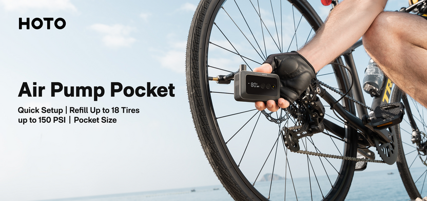 HOTO Air Pump Pocket | Pocket-Sized Portable Tire Inflator